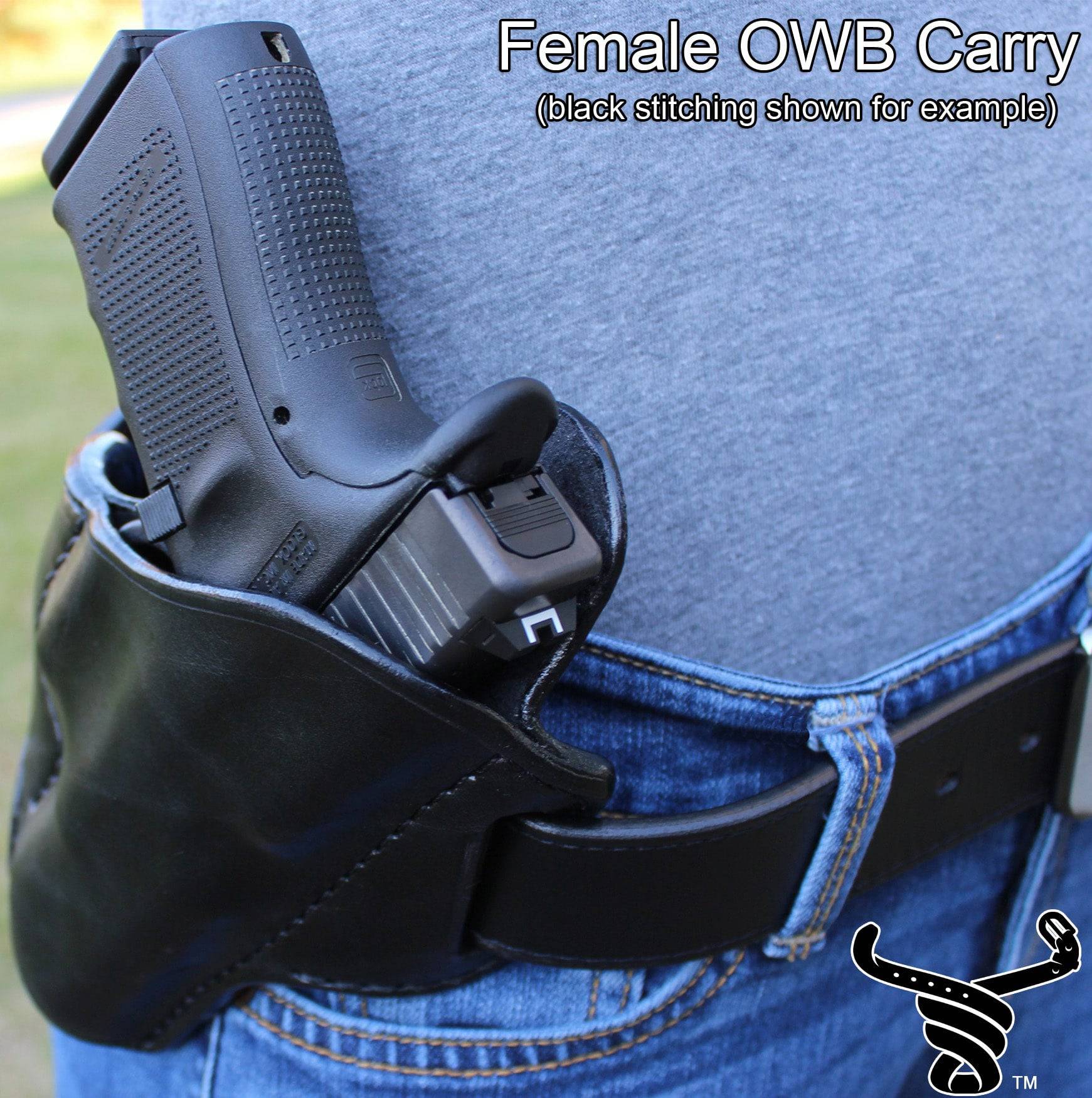 Black Leather Molded Gun Holster | Stitched | Right Handed ...