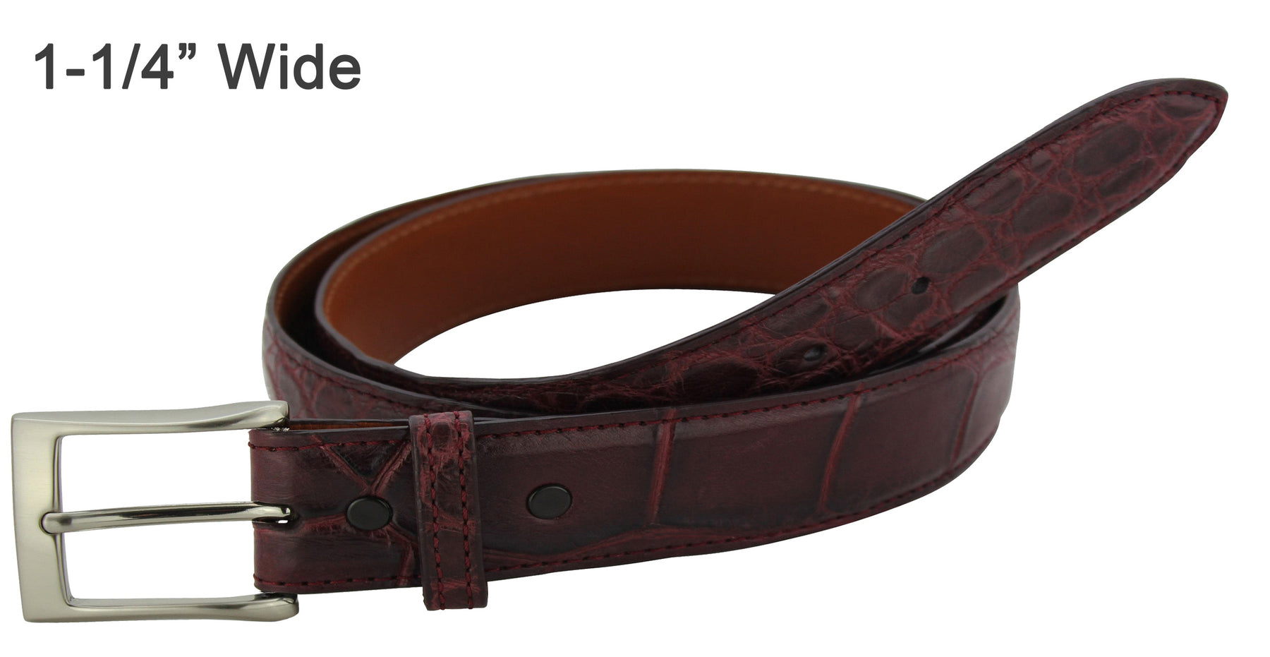 Men's Burgundy American Alligator Designer Full Grain Leather Belt ...