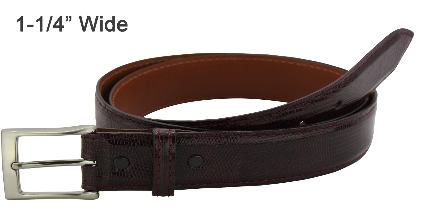Men's Burgundy Lizard Skin Designer Full Grain Leather Belt ...