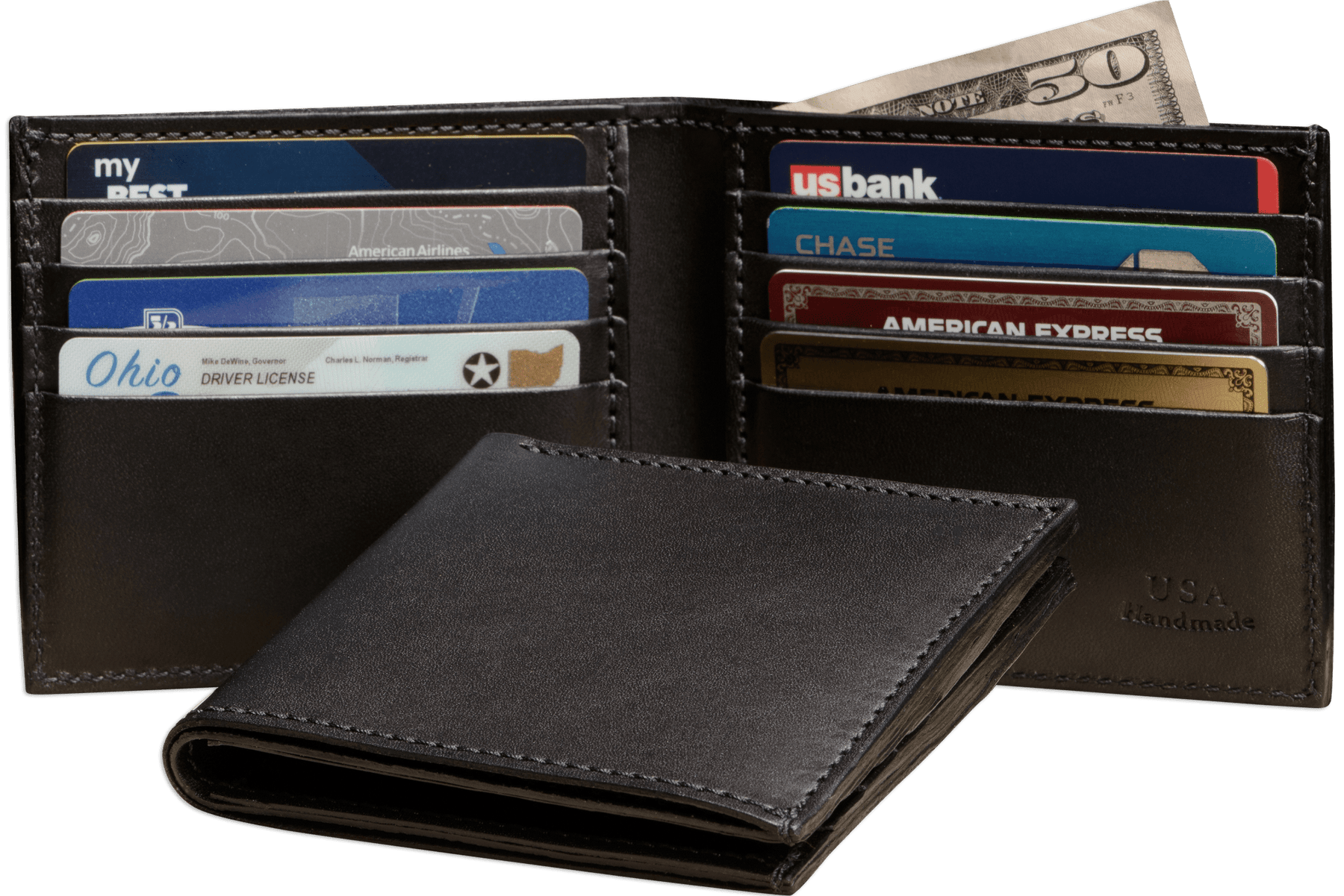 Black Premium Leather 8 Card Slot Bifold Wallet – BullhideBelts.com
