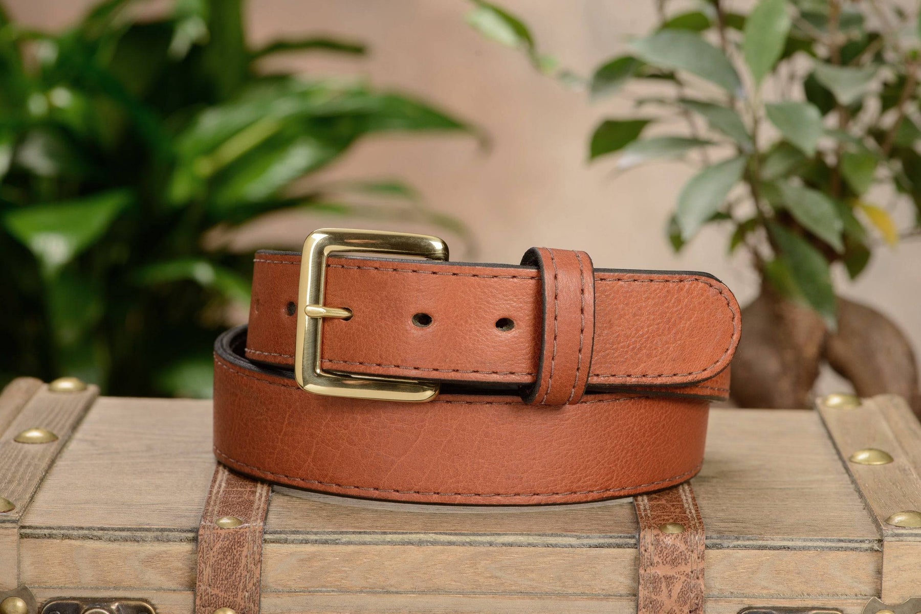 Brown American Bison Money Belt With 25