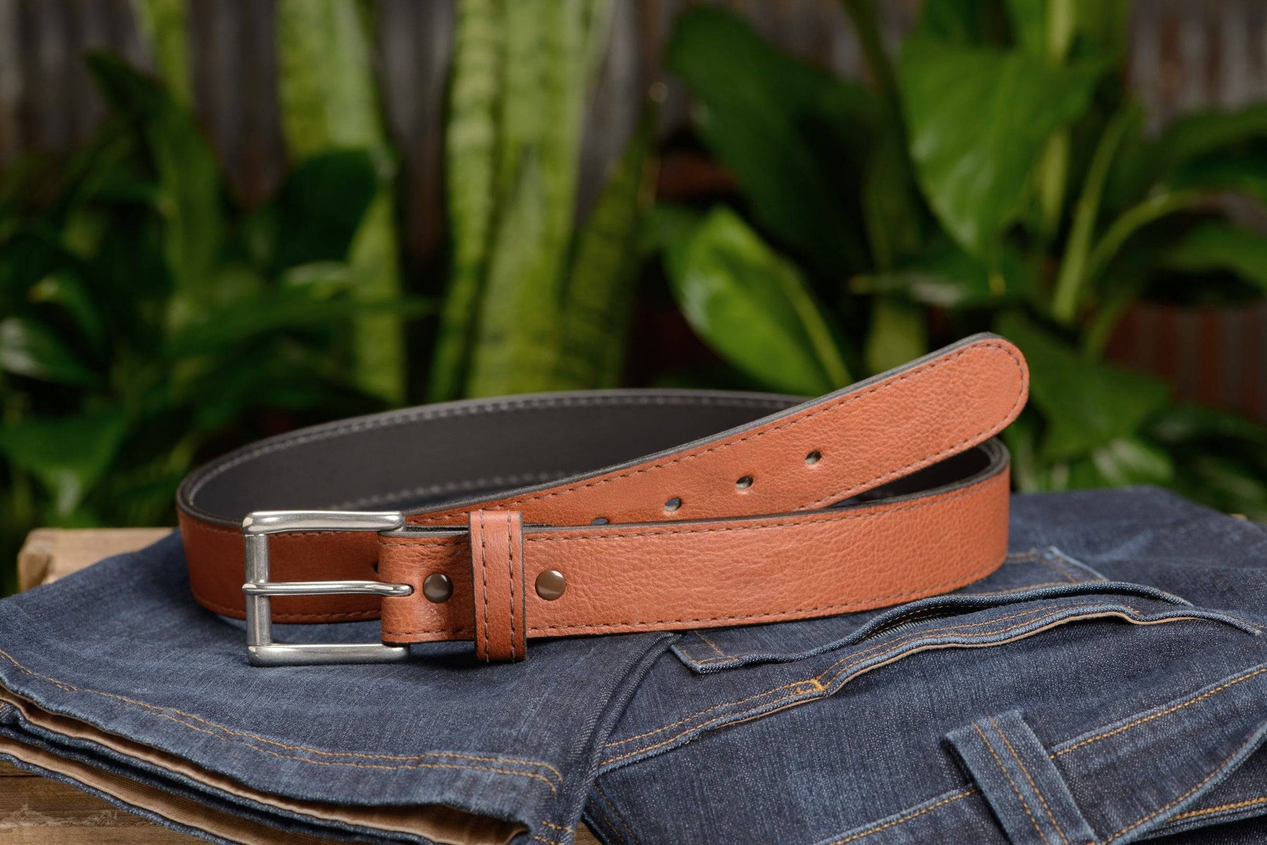 Men's Brown American Bison Leather Max Thickness Gun Belt ...