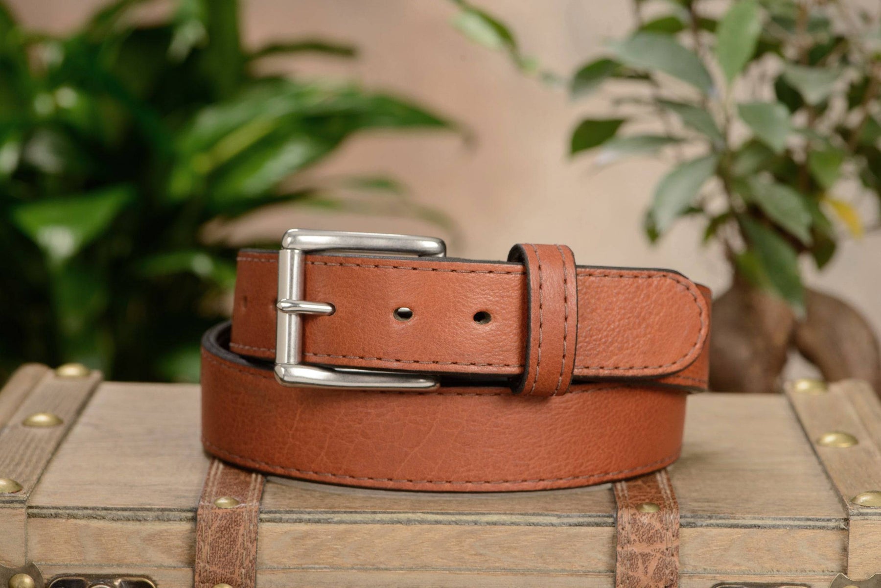 Men's Brown American Bison Leather Max Thickness Gun Belt ...