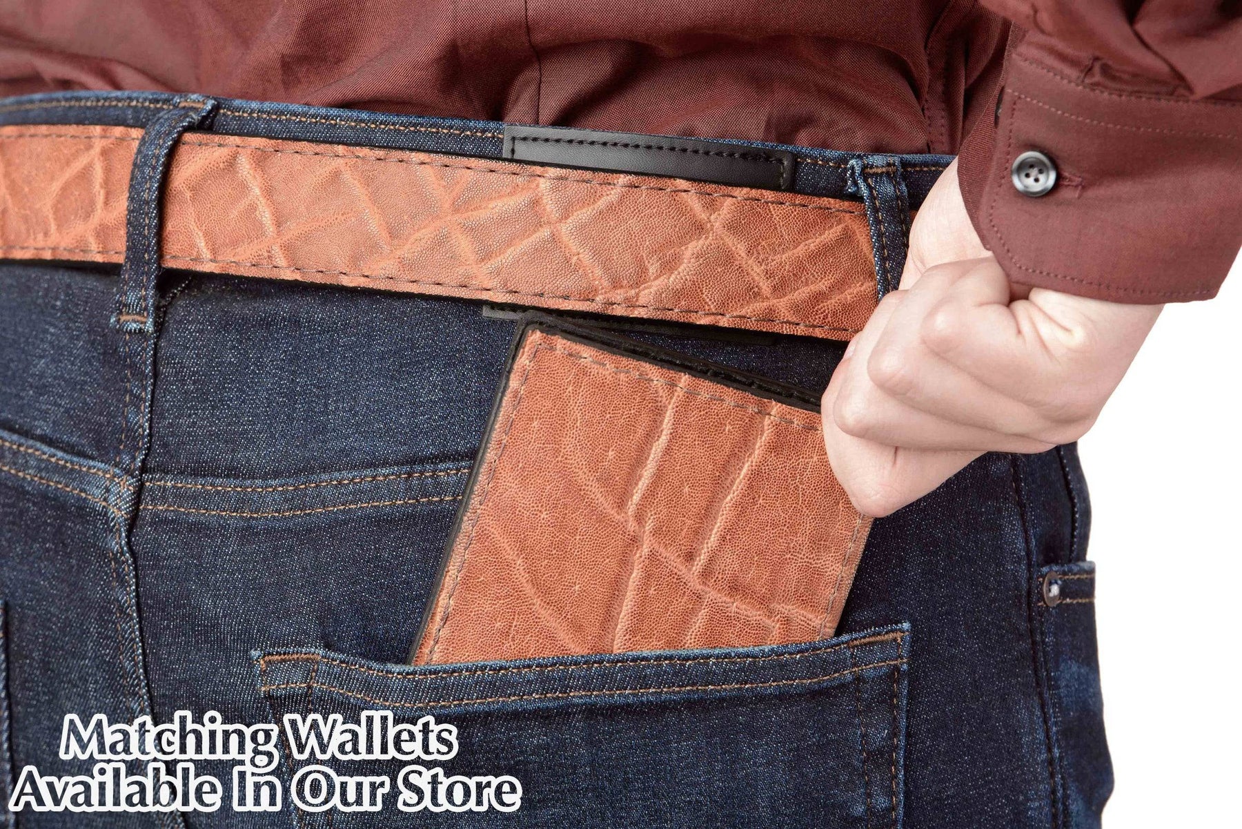 Men's Caramel Brown Elephant Max Thickness Gun Belt – BullhideBelts.com