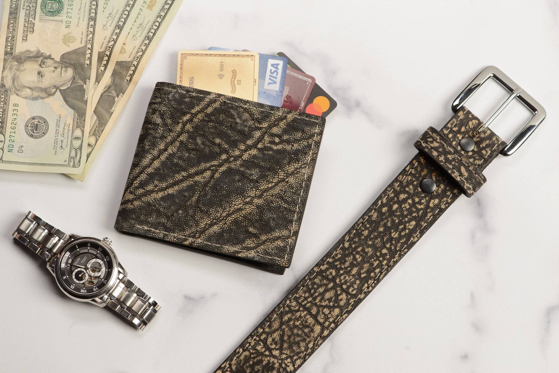 Tree Bark Elephant Bifold Wallet – BullhideBelts.com