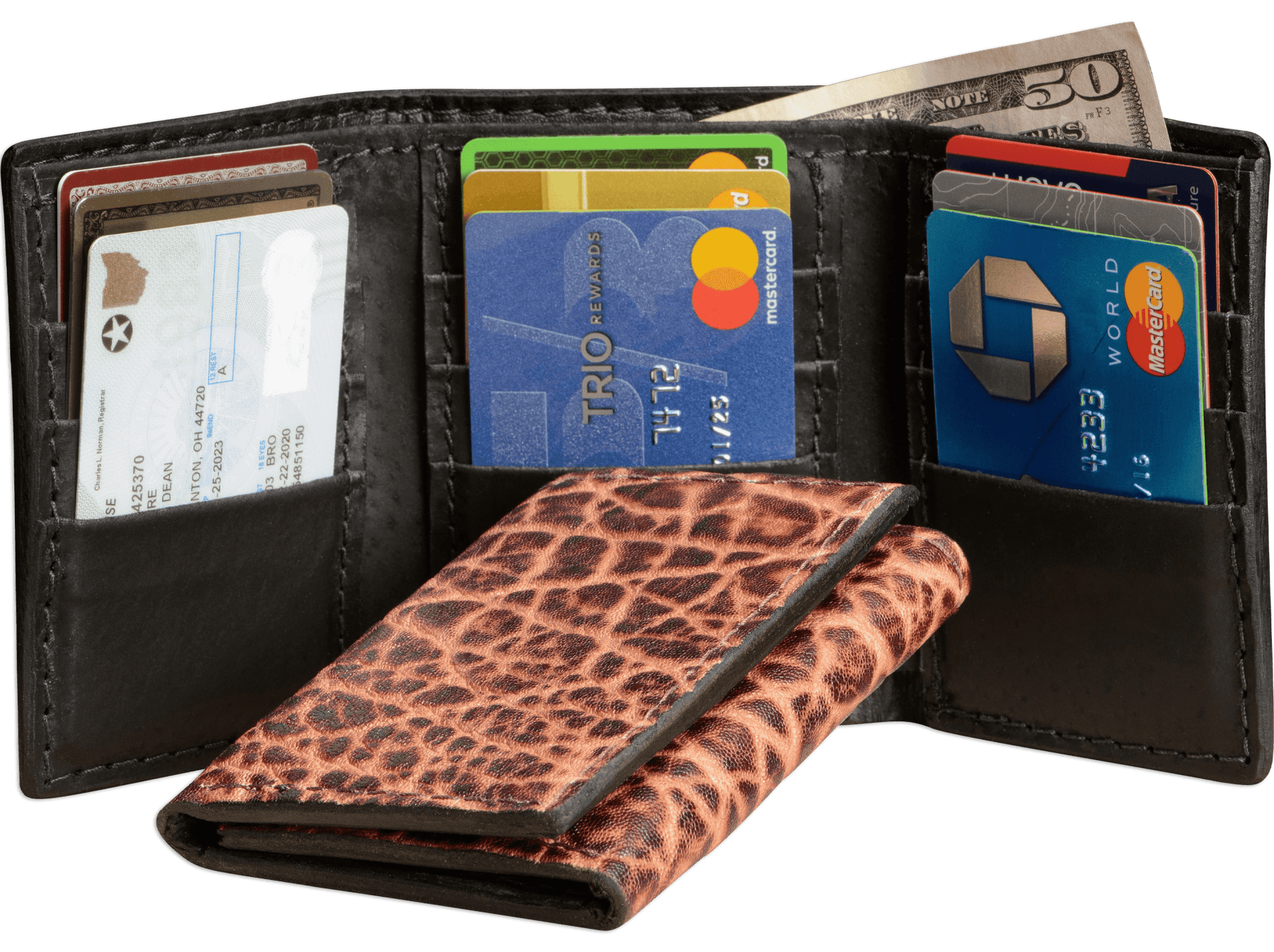 Rustic Brown Elephant Trifold Wallet – BullhideBelts.com