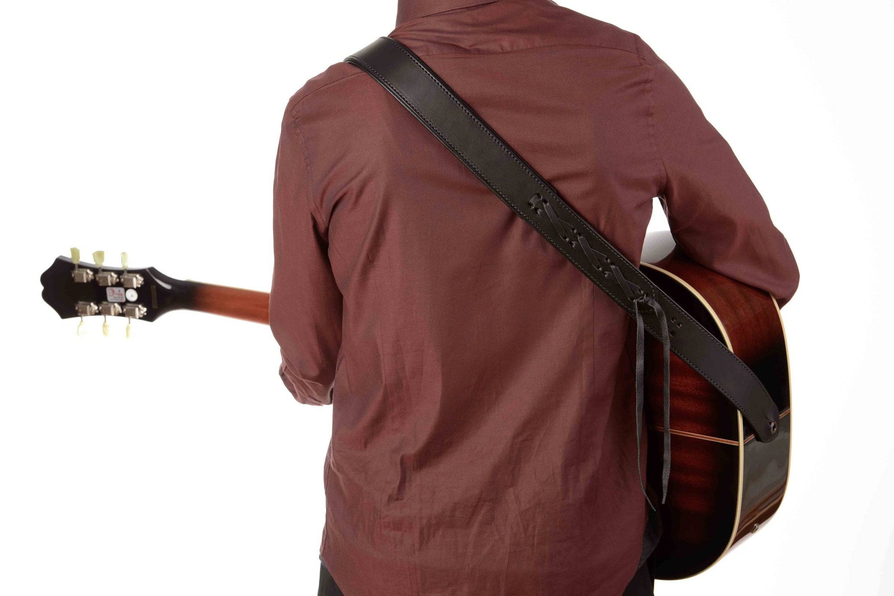 Black Deluxe Leather Padded Guitar Strap With Adjustable Lace ...